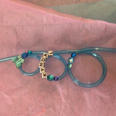 Personalized Silly Straw One Alphabet Bead Embellished Silly Straw ...