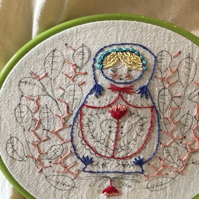 MISS MATRYOSHKA Pdf Embroidery Pattern, Embroidery Hoop Art, Nesting ...