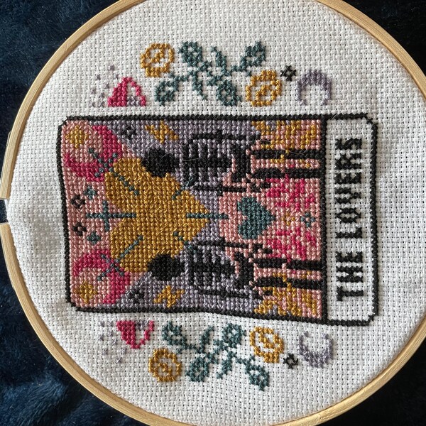 DIGITAL PATTERN the Lovers Tarot Card Modern Cross Stitch - Moon Stars ...