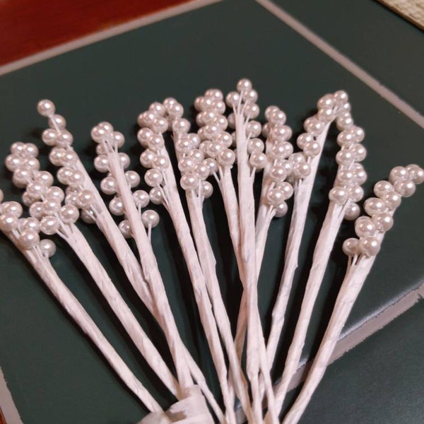 Vintage Thick Beaded Faux Pearl Spray, 12 Stem Faux Pearl Sprays ...