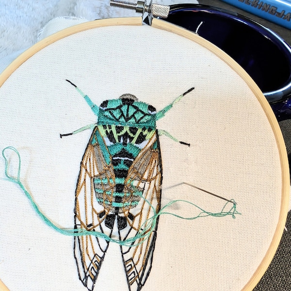 PDF Green Cicada Embroidery Pattern and Instructions Downloadable ...