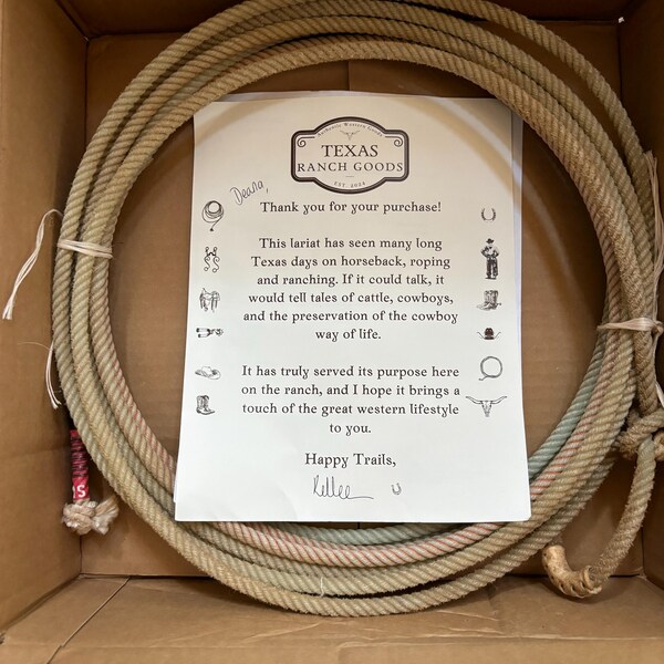 Authentic Cowboy Lariat Rope | Real Used Lasso | Western Ranch Decor ...
