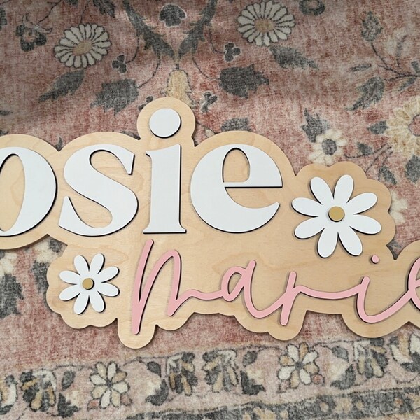 Daisy Name Sign, Nursery Name Sign, Daisy Nursery Decor, Name Sign for ...