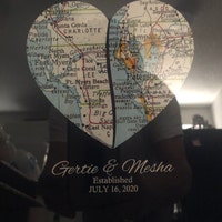 Custom Wedding Couple 2 Maps Split Heart DIGITAL DOWNLOAD You 2 Print ...