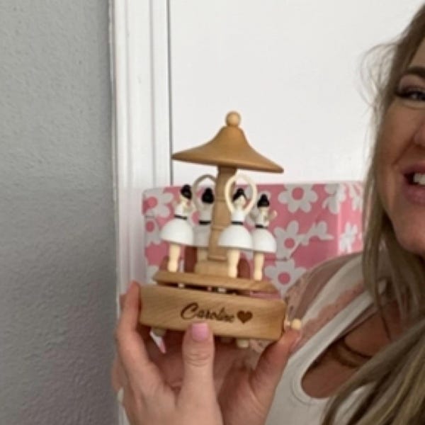 Personalised Ballerina Musical Carousel Wooden, Christmas Music Box ...