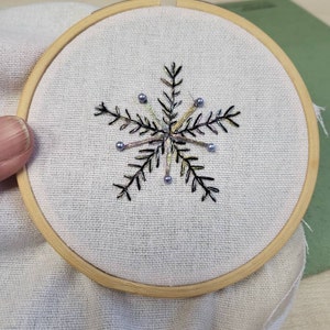 Five Snowflakes Christmas Embroidery Pattern Video Tutorial, Beginner Embroidery PDF Pattern ...