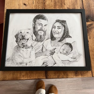 Custom Dad Drawing Daddy Papa Portrait Family Fathers Day | Etsy