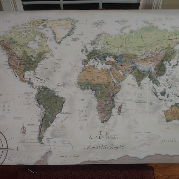 Nautilus World Map Push Pin, World Map Wall Art With USA National Parks ...