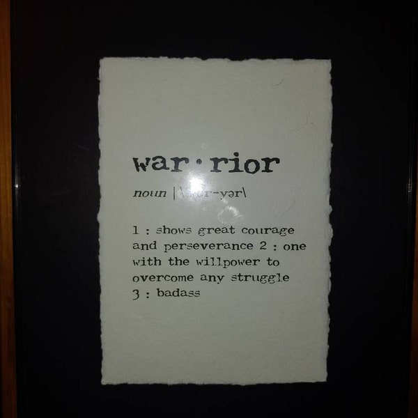 Warrior Definition Print in Typewriter Font on 5x7, 8x10, or 11x14 ...