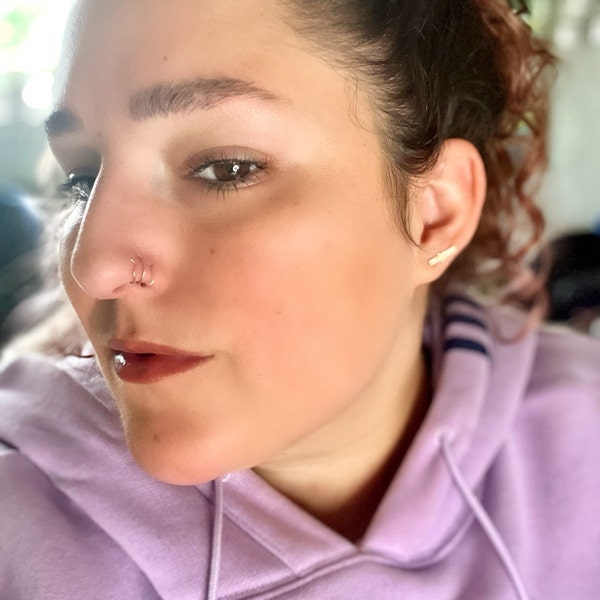 Wavy Triple Hoop Nose Ring for Single Pierced Nose, 22 or 20 Gauge Wire ...