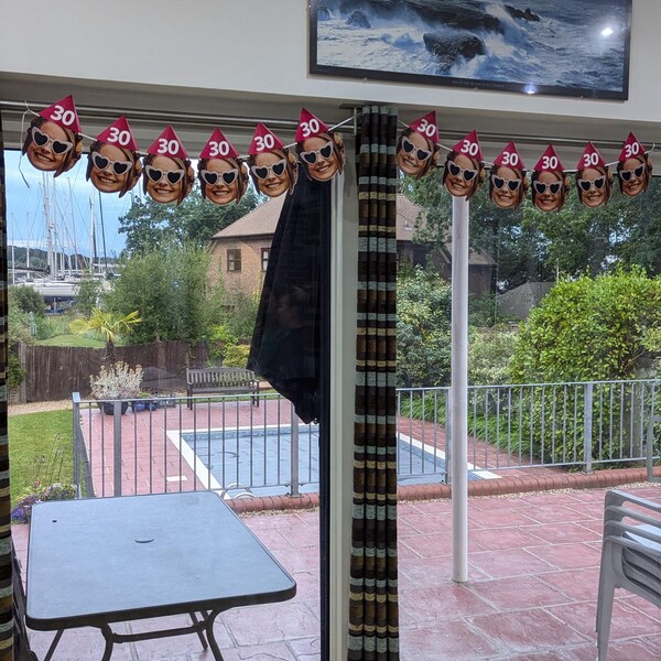 Custom Photo Face Bunting Banner Cutout 30th Birthday Party Decorations ...