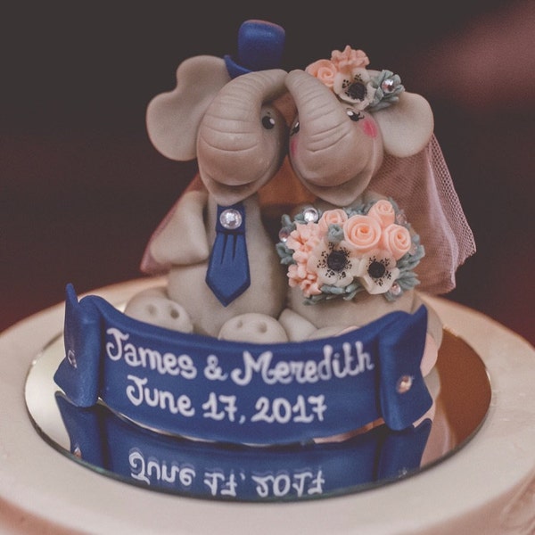 Custom Elephant Wedding Cake Topper, Safari Animal Bride Groom ...
