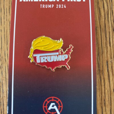 Trump Hugging US Flag Pin - Etsy