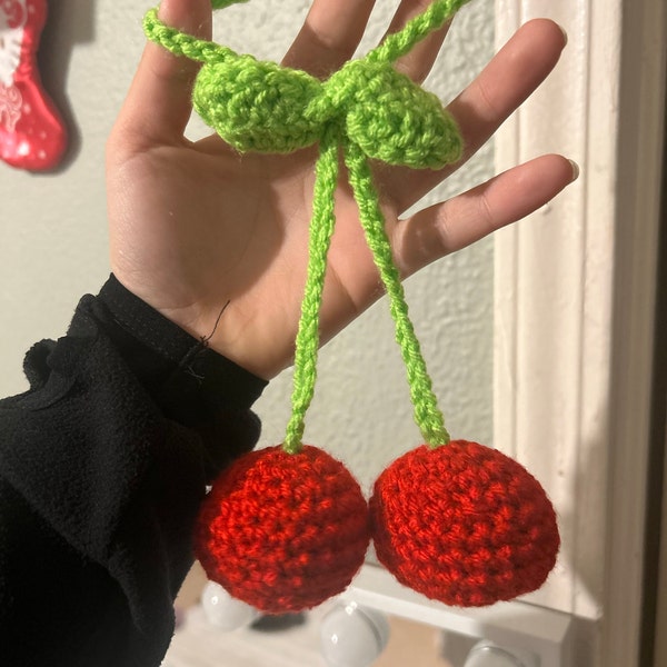 Crochet Cherry Car Charm - Etsy