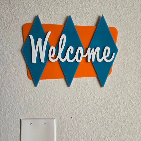 Mid Century Modern Style Welcome Sign | Triple Diamond | Atomic House ...