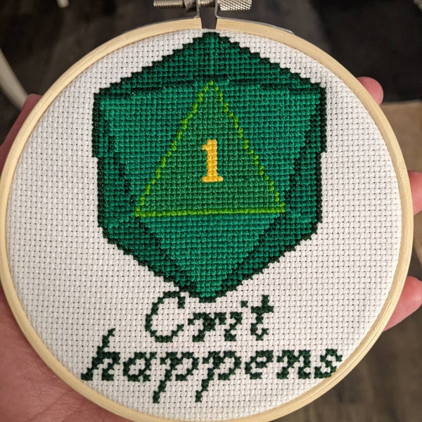 D20 Cross Stitch Pattern Crit Happens Funny Needlepoint Design D&D ...