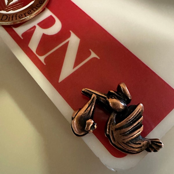 Stork Copper Dipped Pewter Lapel Pin- CC552C- Baby, Baby Shower and ...