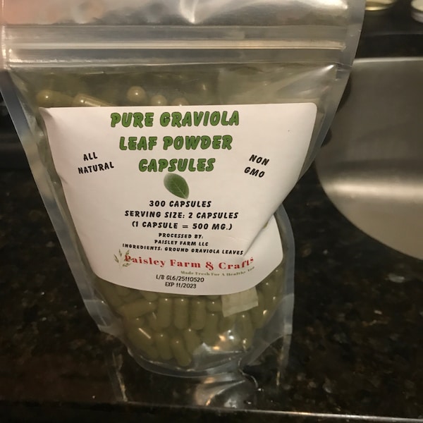 Soursop [graviola Leaf] Powder Capsules - Made Fresh on Demand! - Etsy