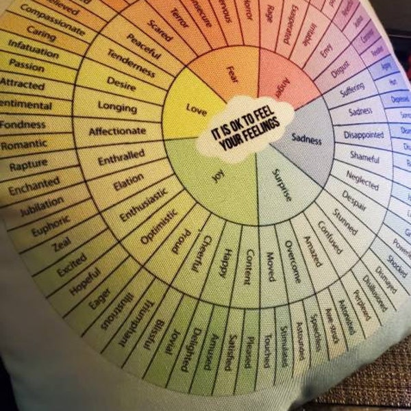 Round Pillow Feelings Emotion Wheel Clouds With Text, "it's OK to Feel ...