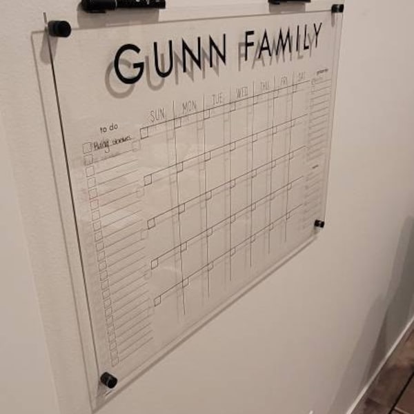 Customized Dry Erase Acrylic Calendar for Wall, Personalized Calendar ...