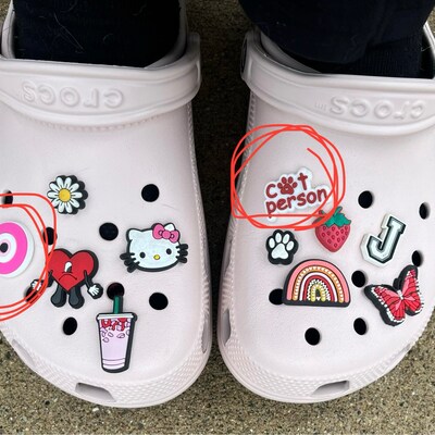 New Trending Pink and White Croc Compatible Shoe Charms, Clog Charms ...