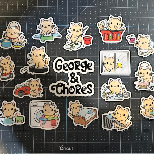 Household Chores Clipart Funny Cats Clipart Kawaii Cute Kitty Icons ...