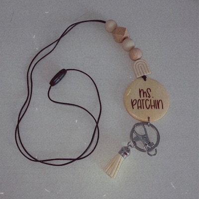 Boho Rainbow Beaded Teacher Lanyard, ID Badge Holder, Lanyard for Keys ...