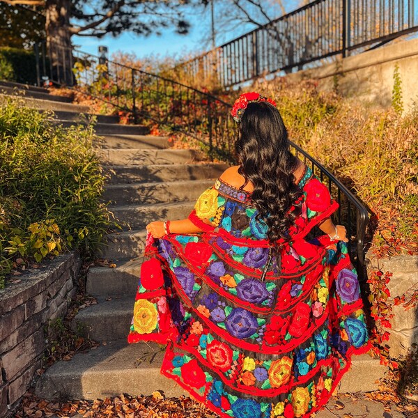 Traditional Chiapas Mexican Dress. Ideal Dress for Folkloric Dance, Quinceañeras and Events ...