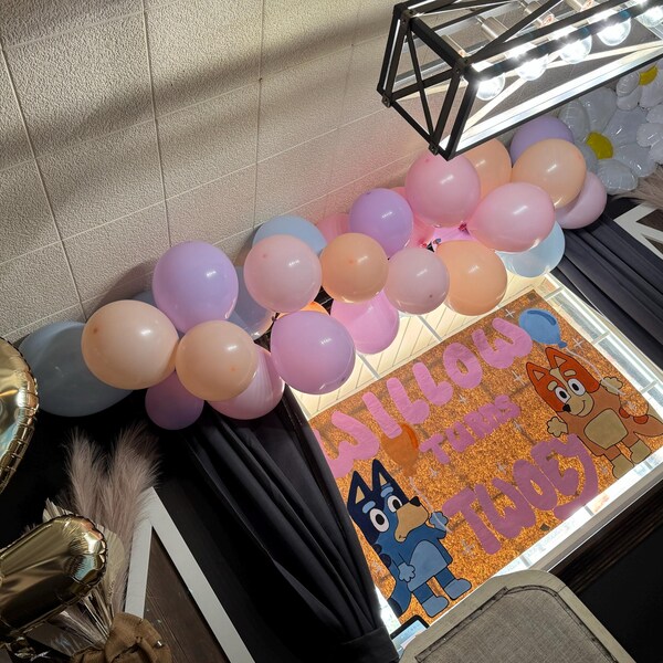 Rainbow Pastel Balloon Garland Featuring Bluey Balloon Birthday Balloon ...