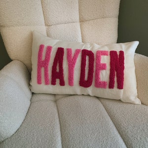 Monogram Pillow Cover With Punch Needle Embroidery, Personalized ...
