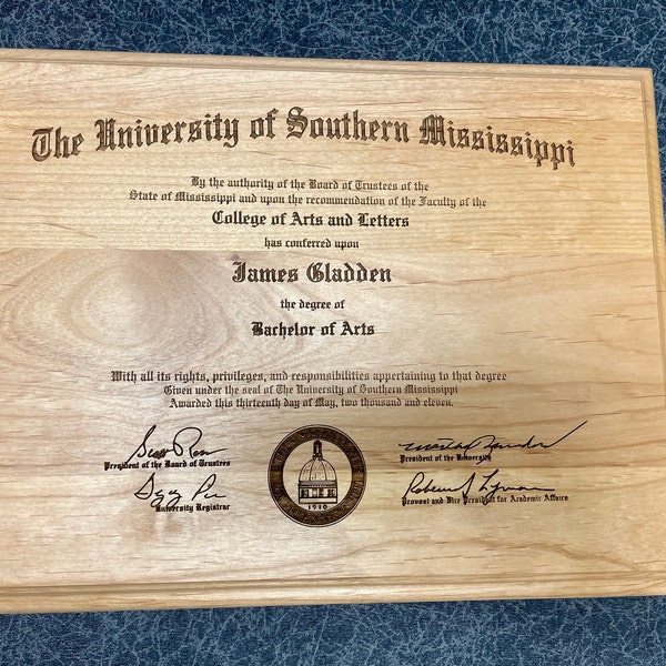 Laser Engraved Diploma Certificate, Graduation Gift, Custom Engraved ...