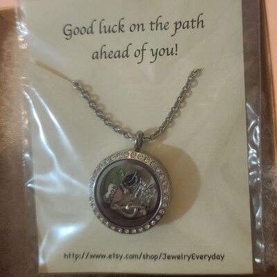 Graduation Floating Charm Locket Necklace, Class of 2024 Necklace ...