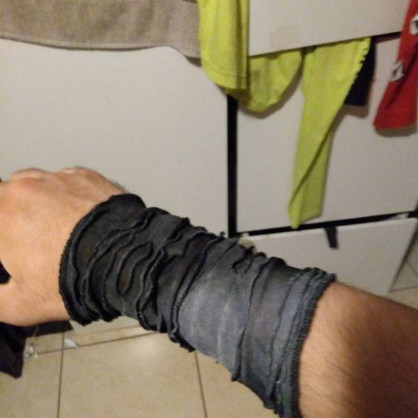 White Mummy Gloves Mens Ghost Outfit Ripped Zombie Costume Cream Arm ...