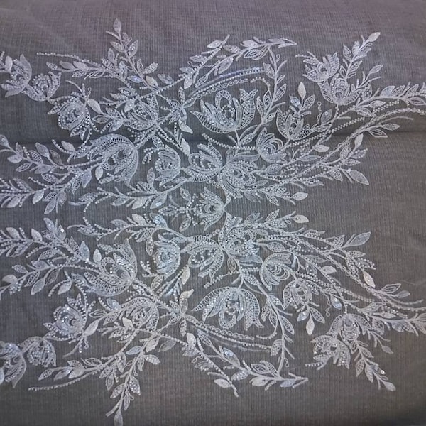 Oversize Luxury Quality Light Ivory Beaded and Sequined Bridal Lace ...