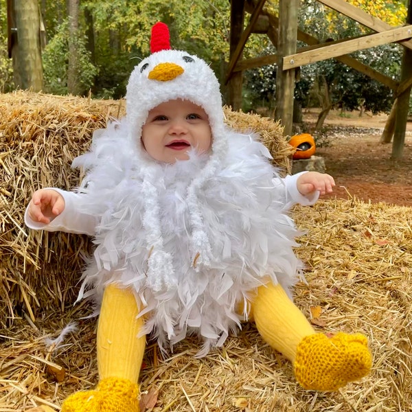 Feathered Baby Chicken Halloween Costume - Baby Girl Chick Costume ...
