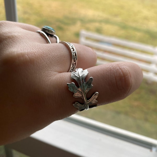Oak Leaf Ring, Woodland Leaf Ring, Real Leaf Ring, Elven Leaf Ring, Silvan, Artisan Handcrafted ...