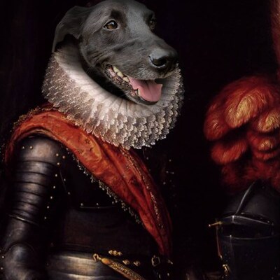 Renaissance Classic Knight Pet Portrait Custom Pet Portrait Custom ...
