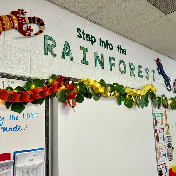 Botanical Greenery Theme Classroom Decor Class Bulletin Board Bunting ...