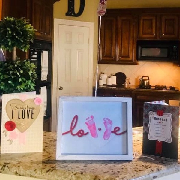 Love Footprints / Heart Love Valentine / DIY Craft Art Card / Baby Kids ...