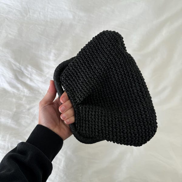 Crochet Raffia Pouch Clutch Bag | Small Crossbody Tote Bag | Straw ...