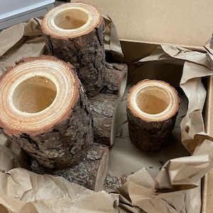 Real Wood Log Vases Wooden Vases for Flowers, Wedding Vases, Rustic ...