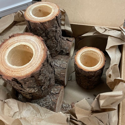 Real Wood Log Vases Wooden Vases for Flowers, Wedding Vases, Rustic ...