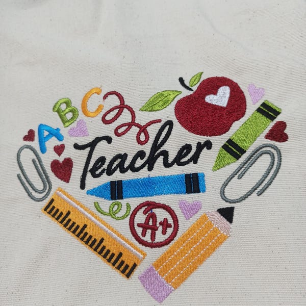 Teacher Embroidery Design, 3 Sizes, Instant Download - Etsy