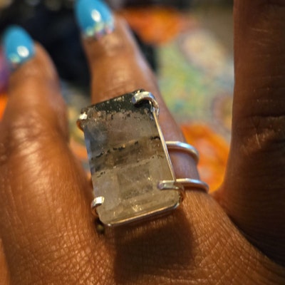 Iron Pyrite on Hematite,large Crystal Ring,raw Pyrite Ring,large Stone ...