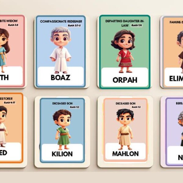 Ruth Bible Character Flashcards for Kids, Christian Education Tool ...