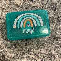 Back to School Pastel Rainbow Personalized Girls Pencil Box School ...