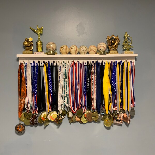 Large Medal Wall Holder Wide Top Shelf / Trophy Medal Ribbon Display ...