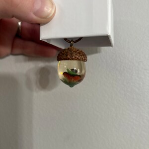 Acorn Mushroom Frog Terrarium Necklace, Goblincore Necklace With Moss ...