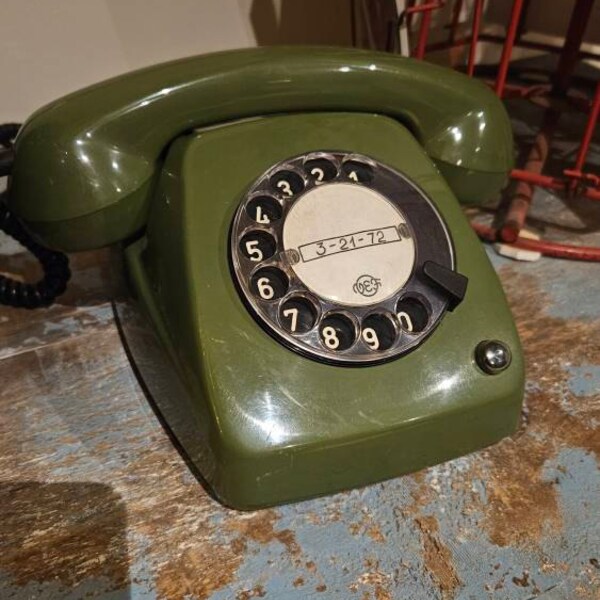 NOS Vintage Rotary Phone Blue VEF TA-68 Retro Old Fashioned Telephone ...