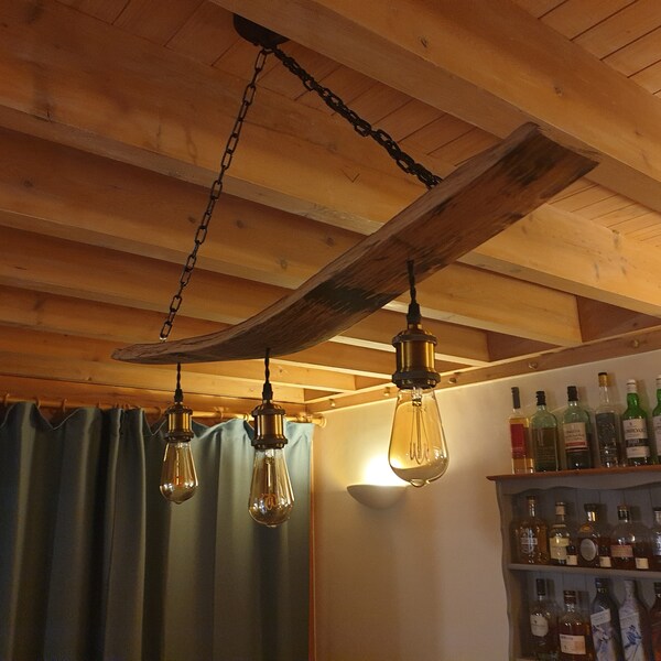 Rustic Whisky Barrel Pendant Light - Reclaimed Wood Chandelier for ...